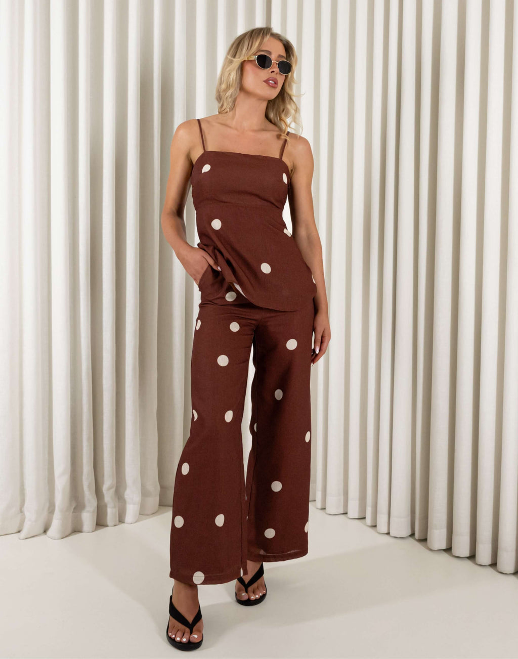 Leo Polka Dot Matching Set in Brown | MVE Boutique – MVE boutique