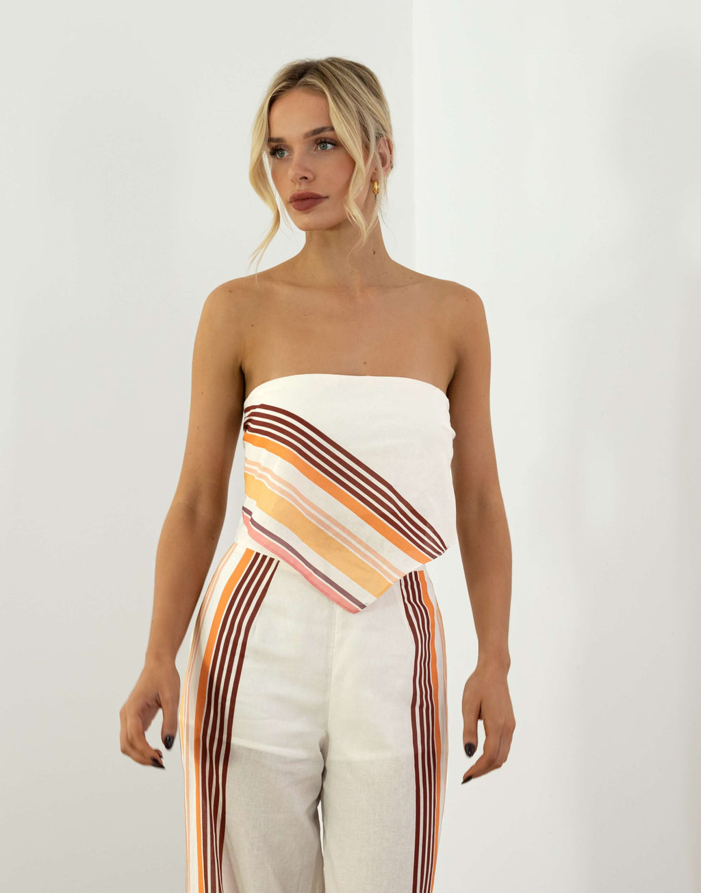 Timothy Crop - Self Tie Faux Scarf Crop - Stripe – MVE BOUTIQUE